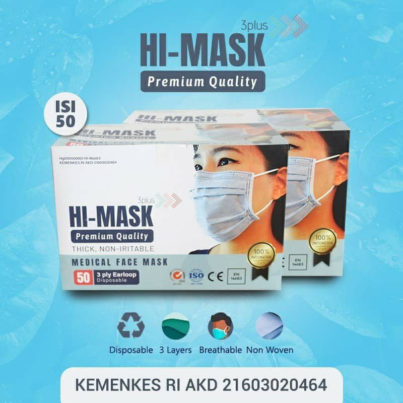Jual Jual Hi Mask Surgical Masker / Masker Medis Headloop & Earloop isi ...