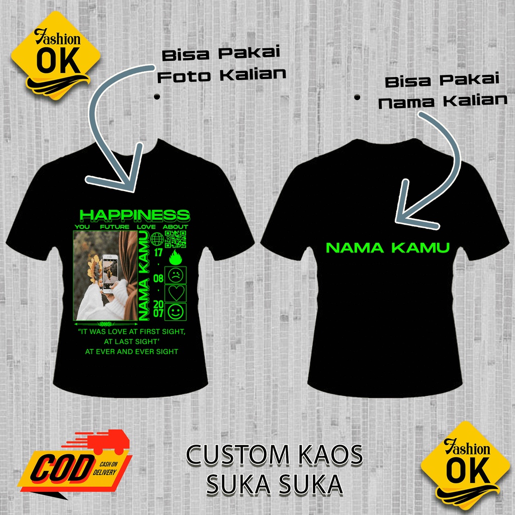 Jual Custom Kaos Desain Aesthetic / Kaos Bucin / Bisa ganti foto kamu / Desain Kamu / Sablon DTF ...