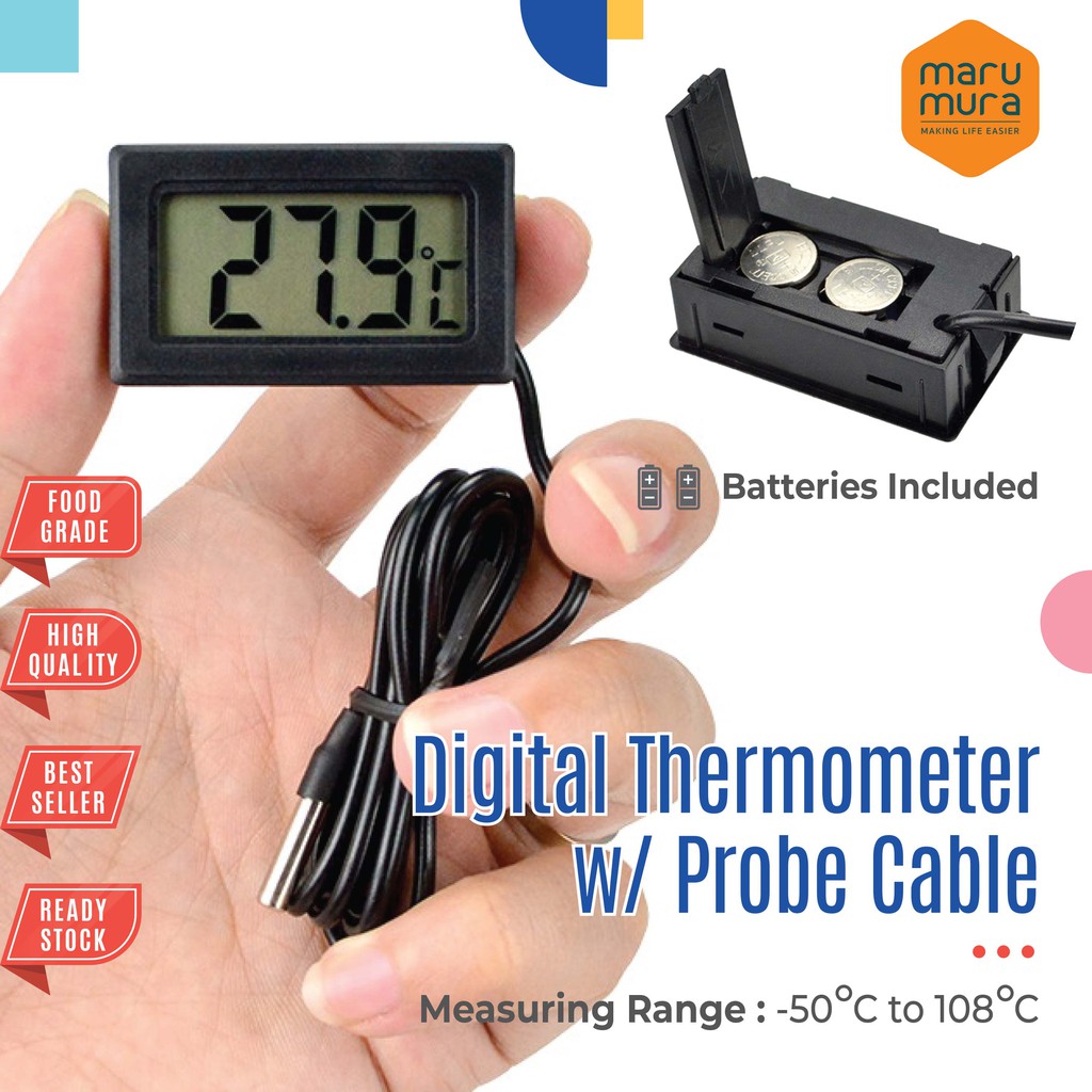 Jual Marumura Display Thermometer Digital With Cable | LCD Display ...