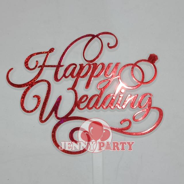 Jual Cake topper happy wedding warna merah | Shopee Indonesia