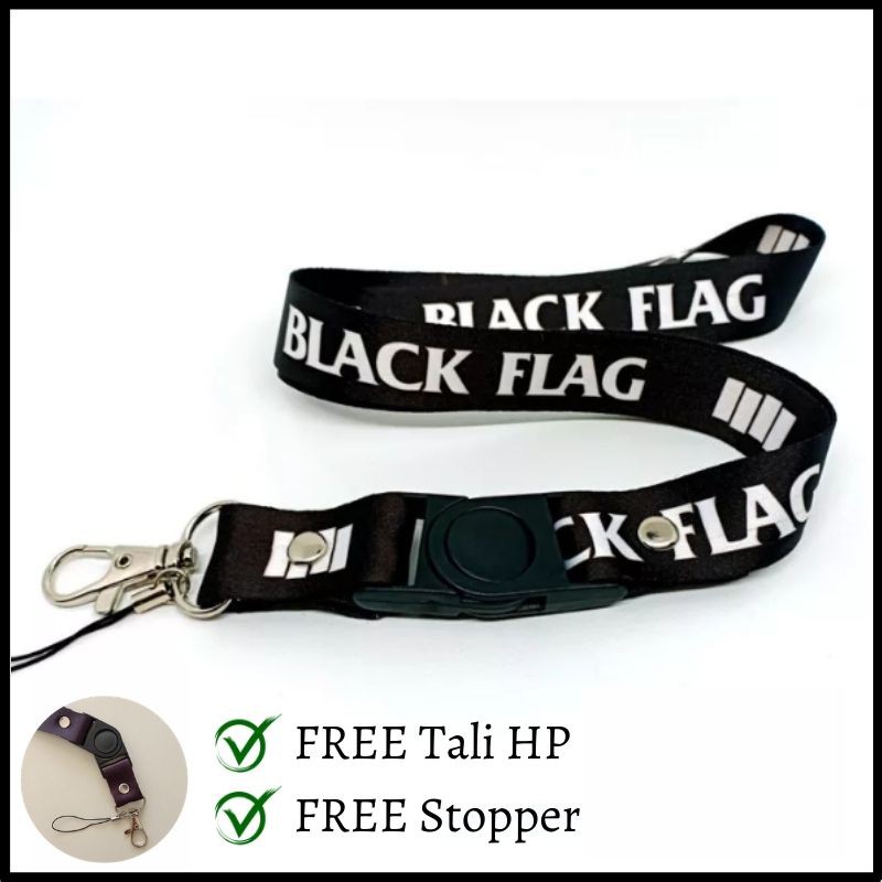 Jual Tali Lanyard Band Black Flag / Custom Lanyard Tali Gantungan Kunci ...