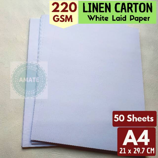 Jual Kertas Karton LINEN PUTIH jepang 220g A4 (isi 50 Lembar) Fancy ...