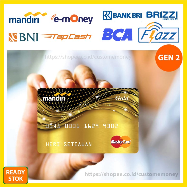 Jual KARTU EMONEY DESIGN GOLD KARTU ETOLL E-MONEY MANDIRI BCA GEN 2 ...