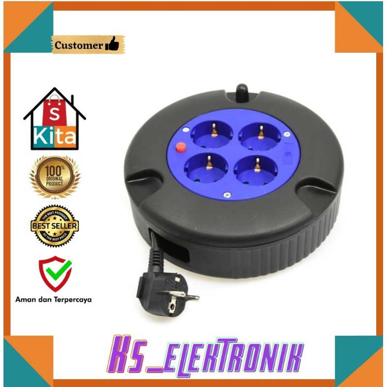 Jual kabel Roll Krisbow 5 - 10 Meter 4 colokan/kabel Box Heavy Duty ...