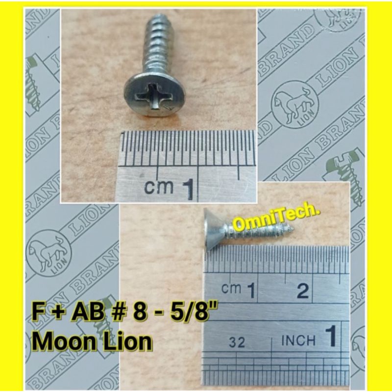 Jual "10 Pcs" Sekrup Tap Tapping Screw FAB FH Kepala Rata (+) Moon Lion 8x5/8" 8 x 5/8" ( 8x1 ...