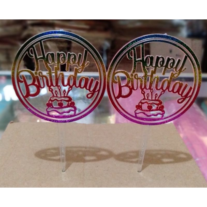 Jual topper bulat happy birthday rainbow | Shopee Indonesia