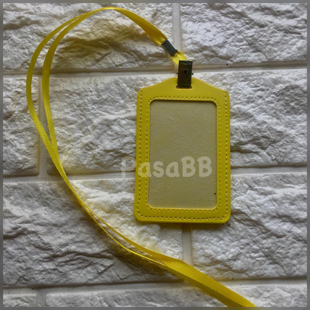 Jual Name Tag Id card Kulit Kombo Gantungan Tali Jepit Besi Aneka warna ...