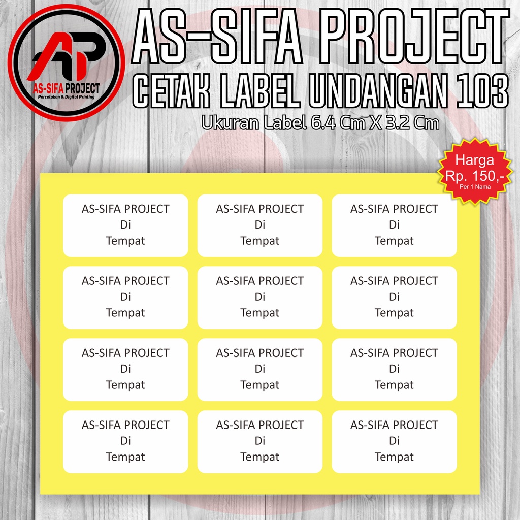 Jual CETAK LABEL UNDANGAN - LABEL UNDANGAN 103 - CETAK LABEL NAMA ...