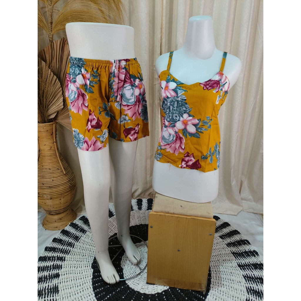 Jual SETELAN TANK TOP PENDEK RAYON ( PILIH MOTIF ) | Shopee Indonesia