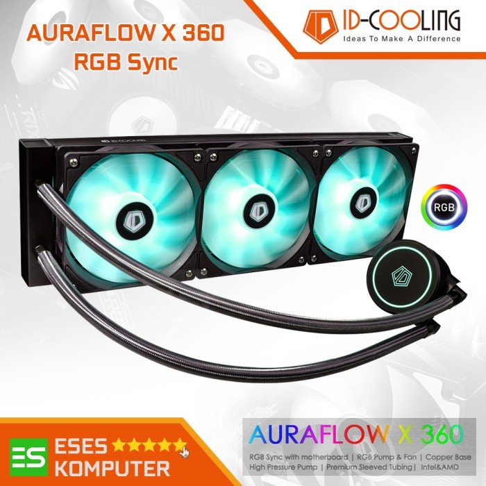 Jual ID-COOLING AURAFLOW X 360 RGB - AIO 360MM Liquid Water Cooler RGB ...