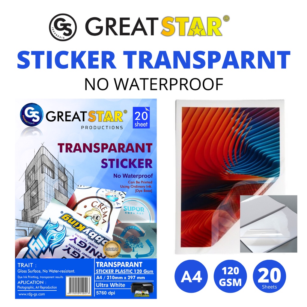 Jual STICKER TRANSPARAN BCK STAMP GS PLASTICK UK A4 ISI 20 LEMBAR ( NO ...