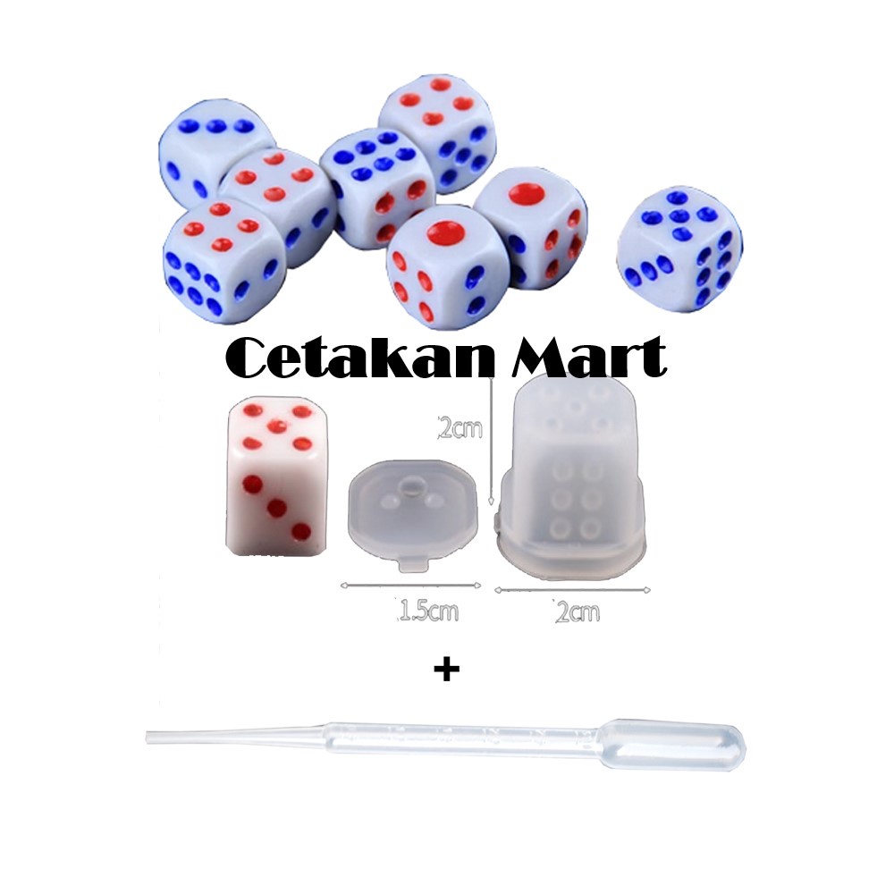 Jual CM Cetakan Silicone Craft Resin DIY Dice Dadu Klasik Plus Pipet ...