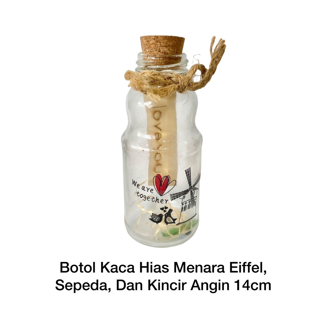 Jual Botol Kaca Hias Menara Eiffel, Sepeda, dan Kincir Angin 14cm ...
