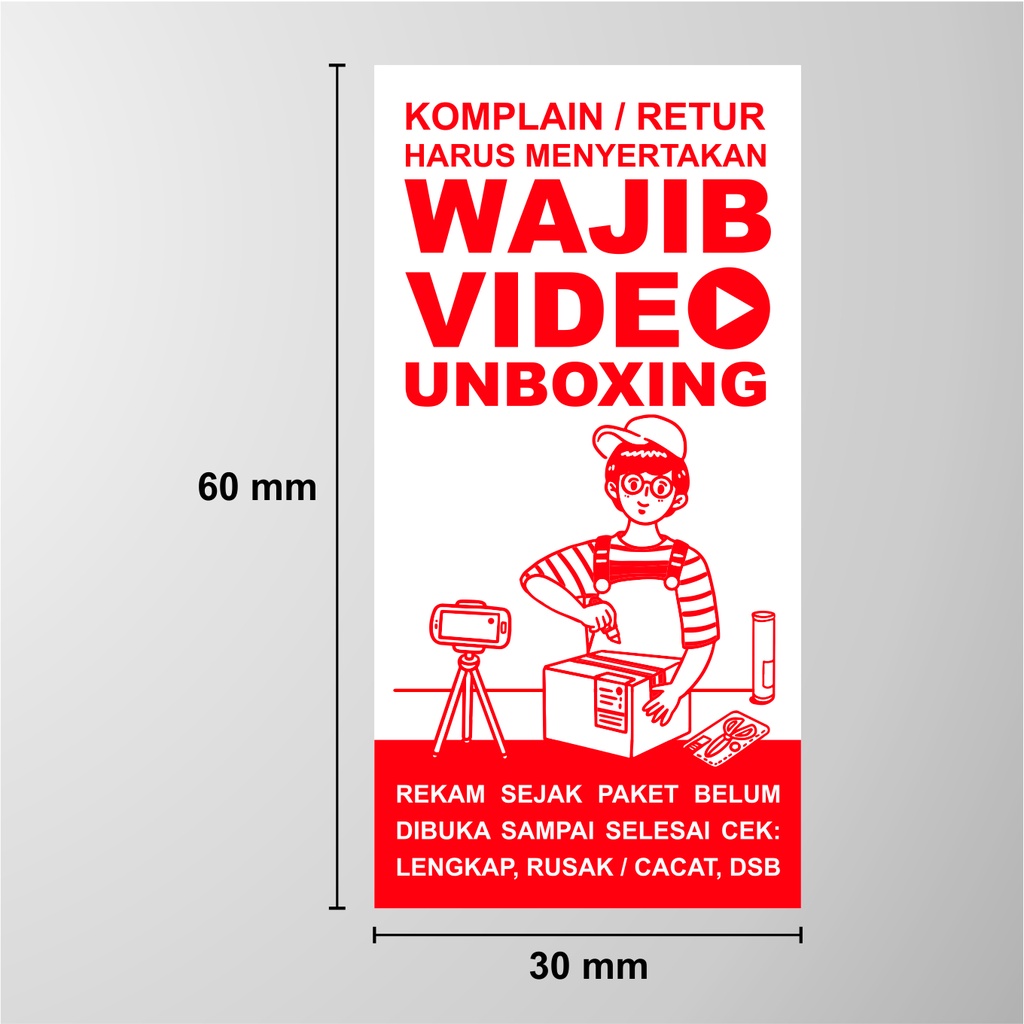 Jual STICKER WAJIB VIDEO UNBOXING (100 pcs) size XXS 3x6 cm | Shopee ...