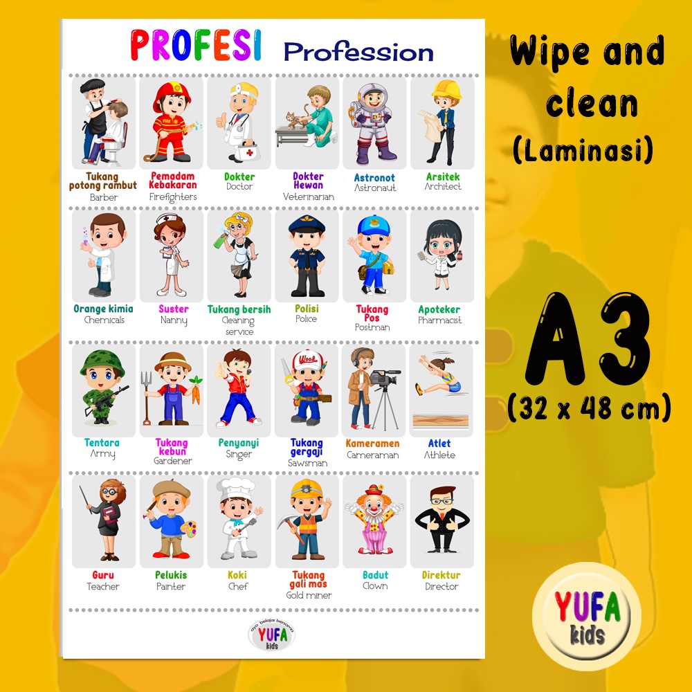 Jual 060 Poster mengenal profesi - Poster Edukasi Anak - Poster belajar ...