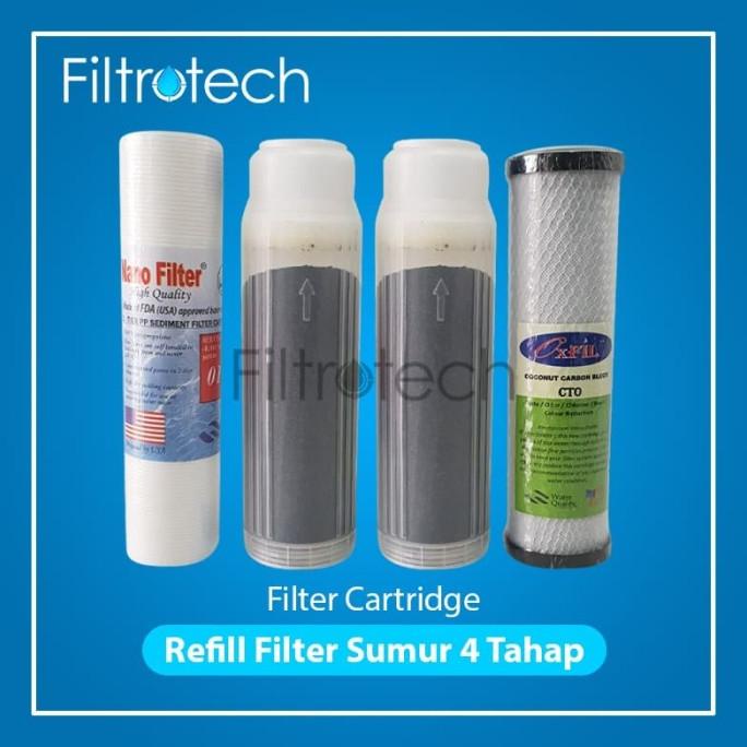 Jual Paket Catridge Filter Air Sumur Besi Tinggi 4 tahap | Shopee Indonesia