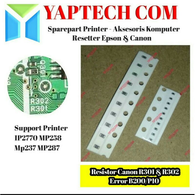 Jual Resistor Canon R301 dan R302 Paket Error B200 Error P10 Resistor ...