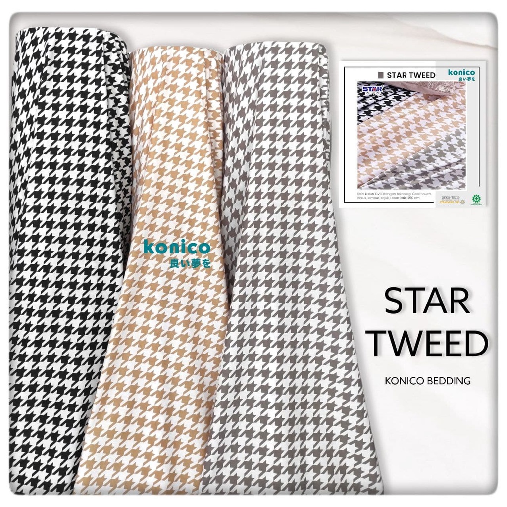 Jual KONICO kain Katun sprei Meteran Motif MINIMALIS STAR TWEED Tabur Star Esra GROW Catra ELBHE ...