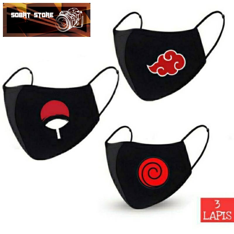 Jual Mask Akatsuki Uzumaki Uchiha / Masker sablon cotton premium 30s ...