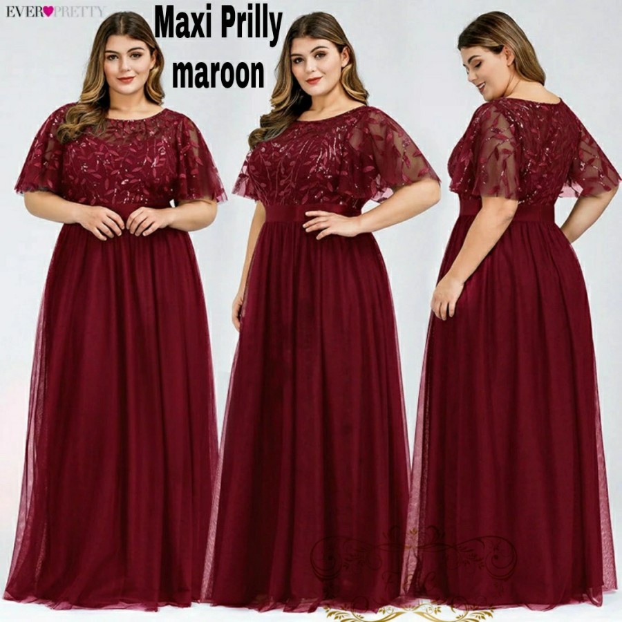 Jual Long Dress Jumbo M L XL XXL Prilly Style Kekinian LongDress Wanita ...