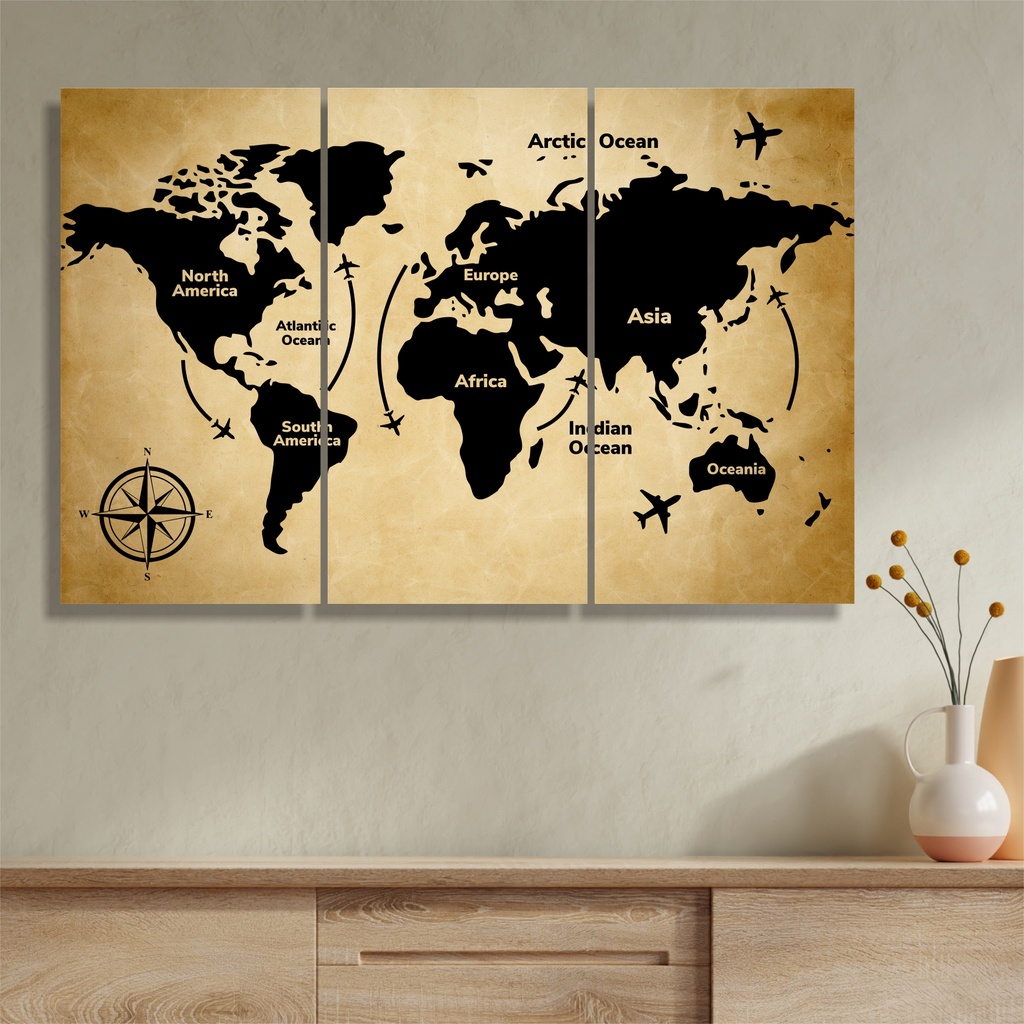 Jual Hiasan Dekorasi Dinding Multipanel Map Peta Dunia | Shopee Indonesia