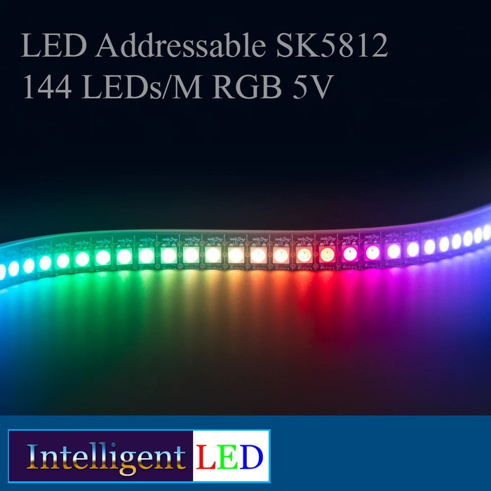 Jual LED Addressable SK5812 / WS2812 RGB 144 LEDs/M 5V UK 1.5M | Shopee ...