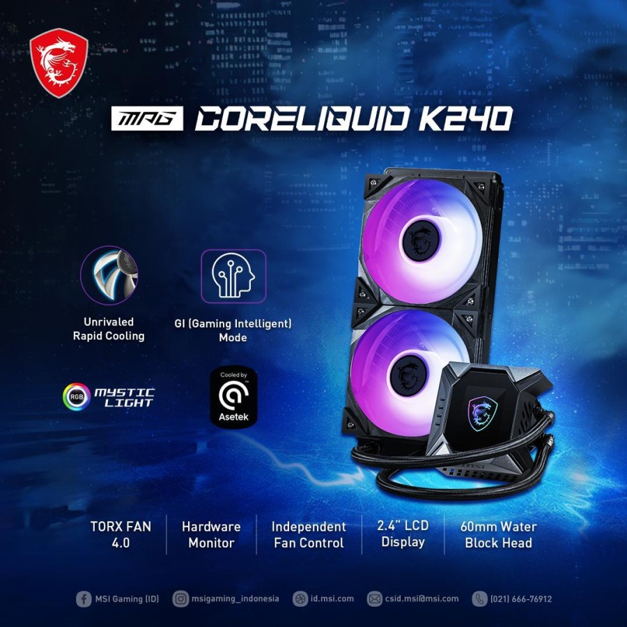 Jual MSI MPG CORELIQUID K240 | Liquid CPU Cooler 240mm | Shopee Indonesia