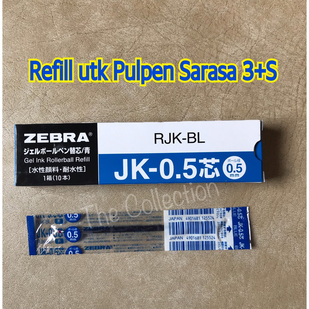 Jual ATK555SR Refill 3S Blue 0.5 RJK-BL Sarasa Pulpen isi ulang 3+S ...