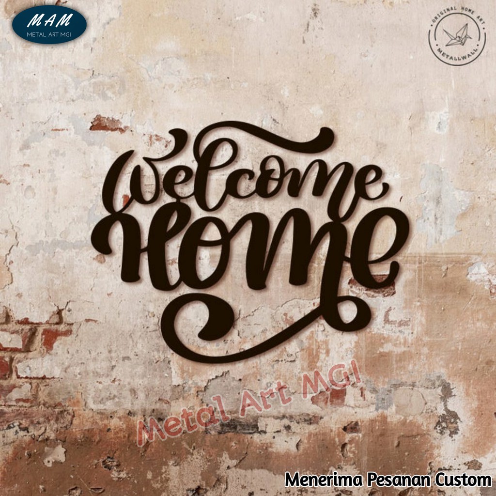 Jual Hiasan Dinding Metal Tulisan WELCOME HOME Dekorasi Dinding METAL ...