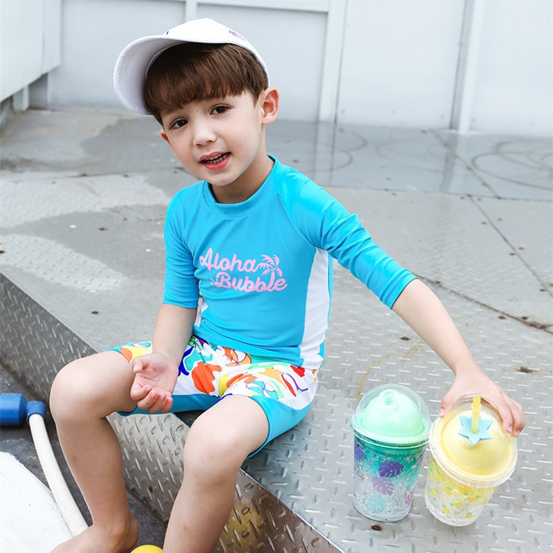 Jual [GAYA GAYA] (SALE) Baju renang anak cowok 3in1 BLUE ALOHA BUBBLE ...
