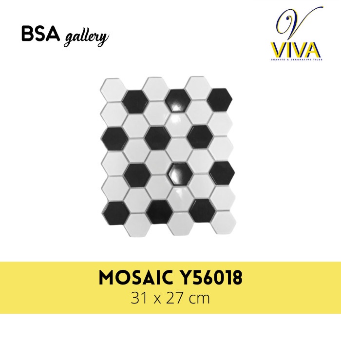 Jual MOSAIC KERAMIK DINDING HEXAGONAL HITAM PUTIH / BACKSPLASH TILE ...