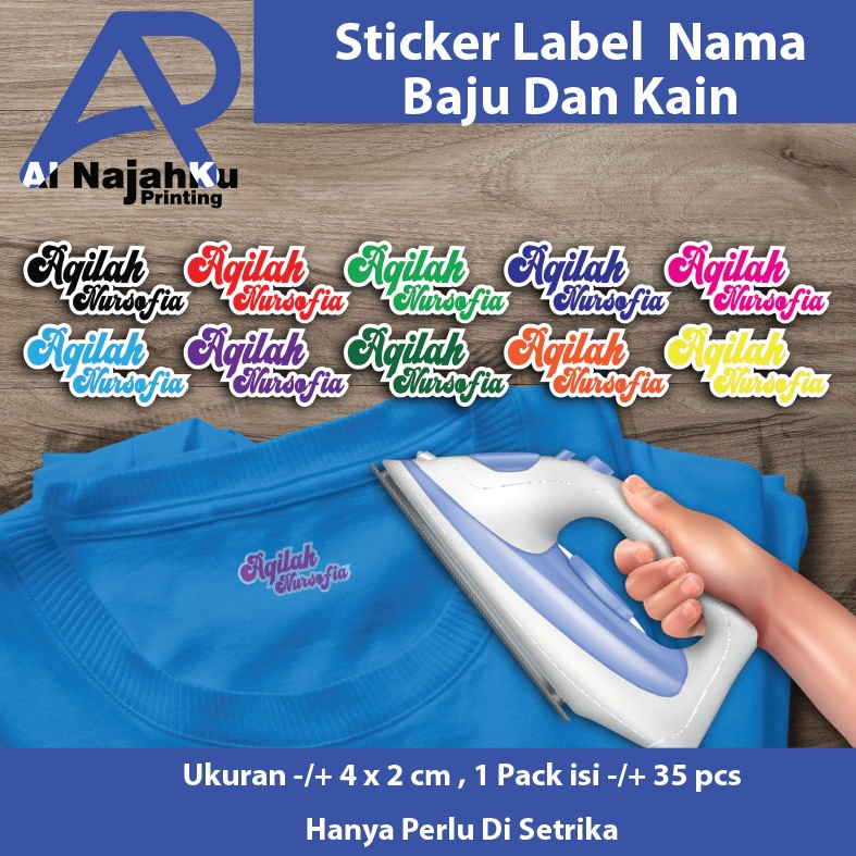 Jual Sticker sablon Label Nama Kain Baju Kaos Sablon Setrika Sticker ...