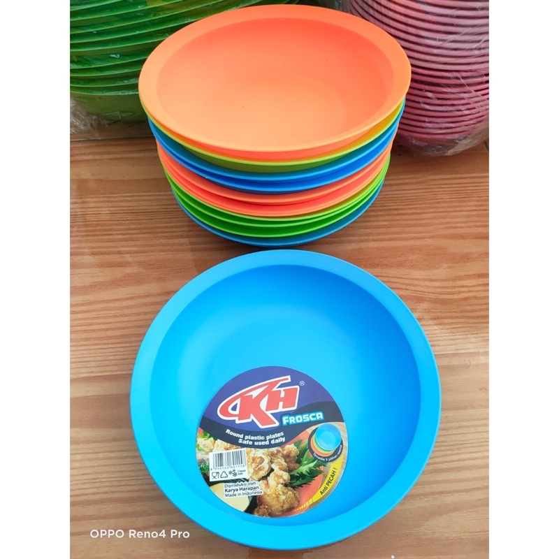 Jual Piring Makan KH Frosca Bulat Plastik Warna Piring Sop Dalam 22cm ...