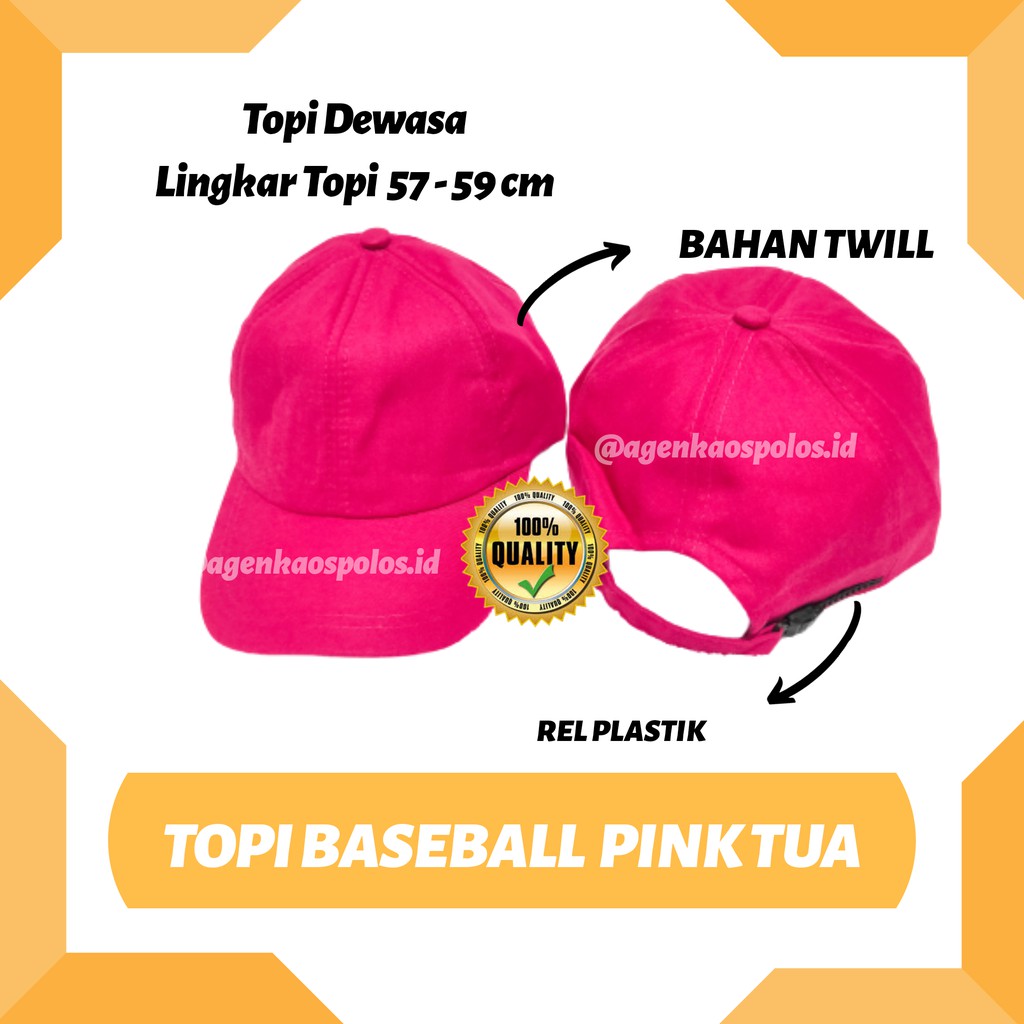 Jual TOPI BASEBALL POLOS TWILL WARNA PINK TUA - TOPI DEWASA REL PLASTIK ...