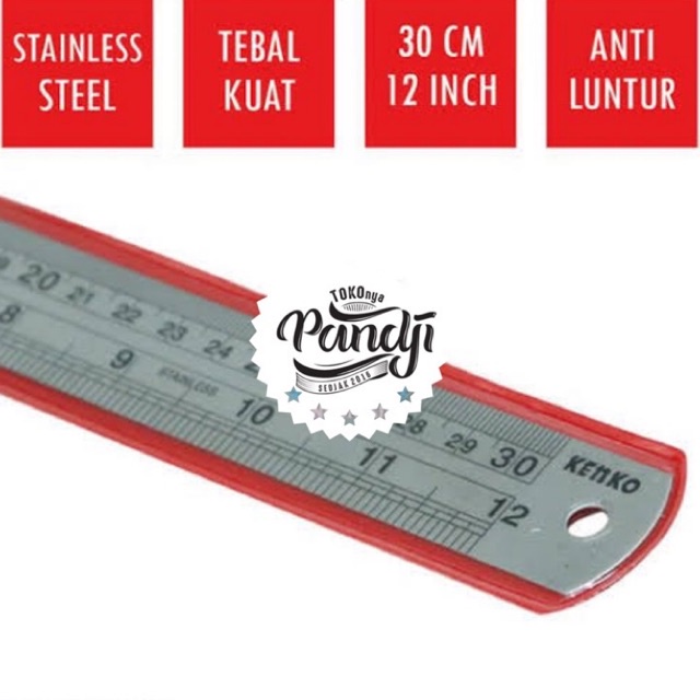 Jual PENGGARIS BESI TEBAL KENKO 20cm dan 30cm | STAINLEES STEEL RULER | Shopee Indonesia