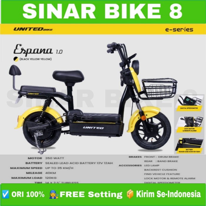 Jual Sepeda Listrik Electric Bike UNITED ESPANA 1.0 Electric E Bike 350 ...