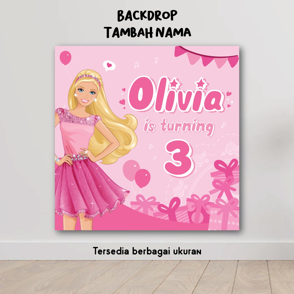 Jual BACKDROP BARBIE HAPPY BIRTHDAY CUSTOM NAMA DEKORASI ULTAH PESTA ...