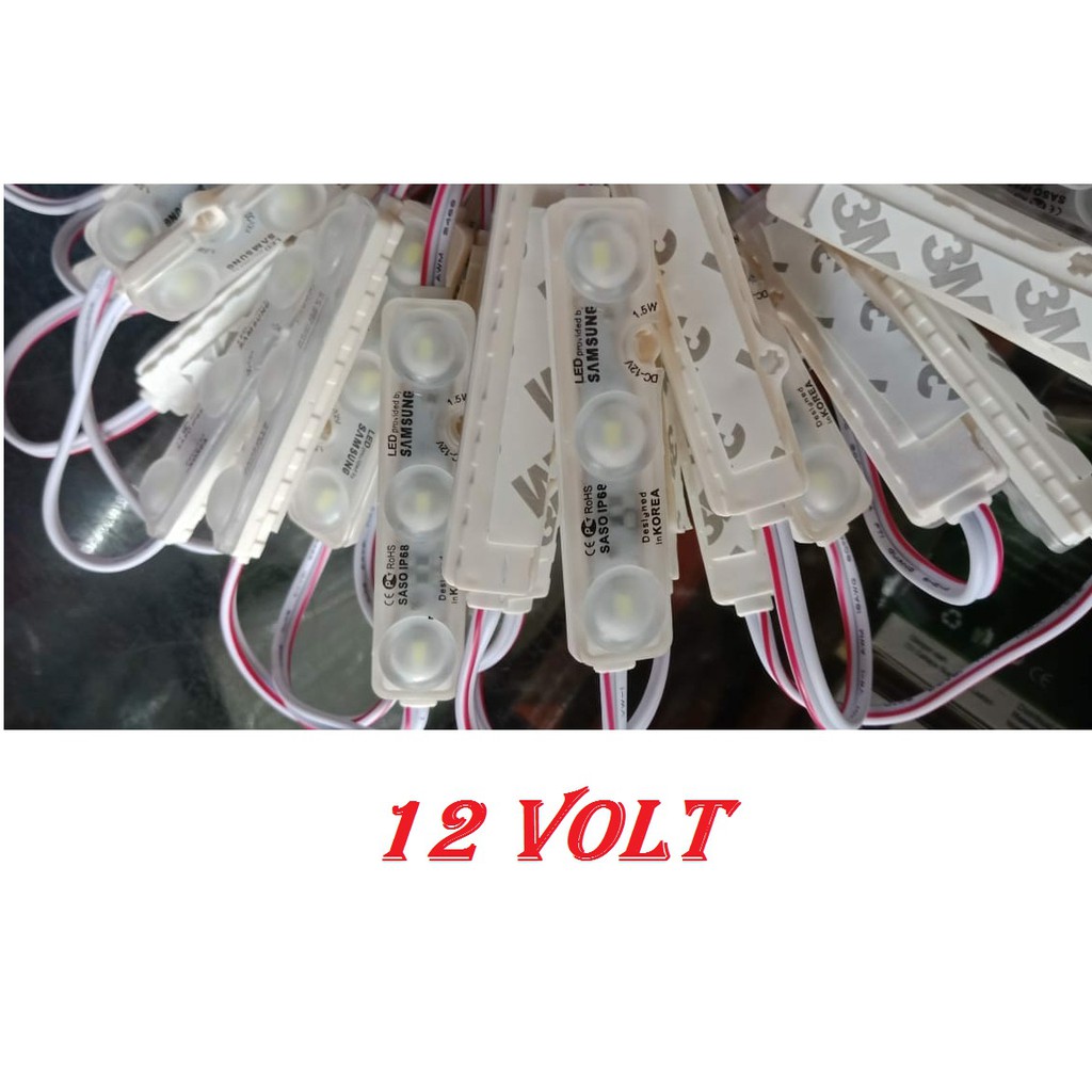 Jual LAMPU LED STRIP MODUL 3 MATA IP68 12VOLT SMD 6816 SAMSUNG KOREA 1,5 WATT WATERPROOF 12V 12 ...