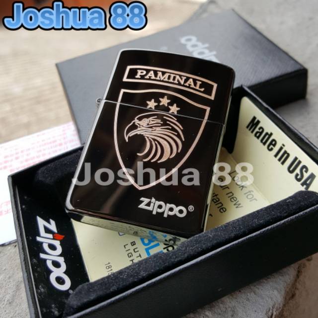 Jual Zippo Custom Ukir Logo PAMINAL Black Ice/Ebony Bisa Ukir Nama ...