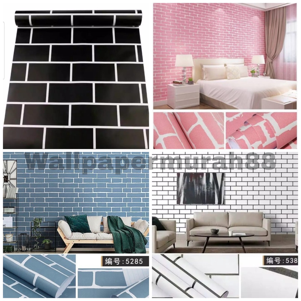 Jual Wallpaper Dinding Kamar Tidur dan Ruang Tamu Motif Batu Bata Bahan ...