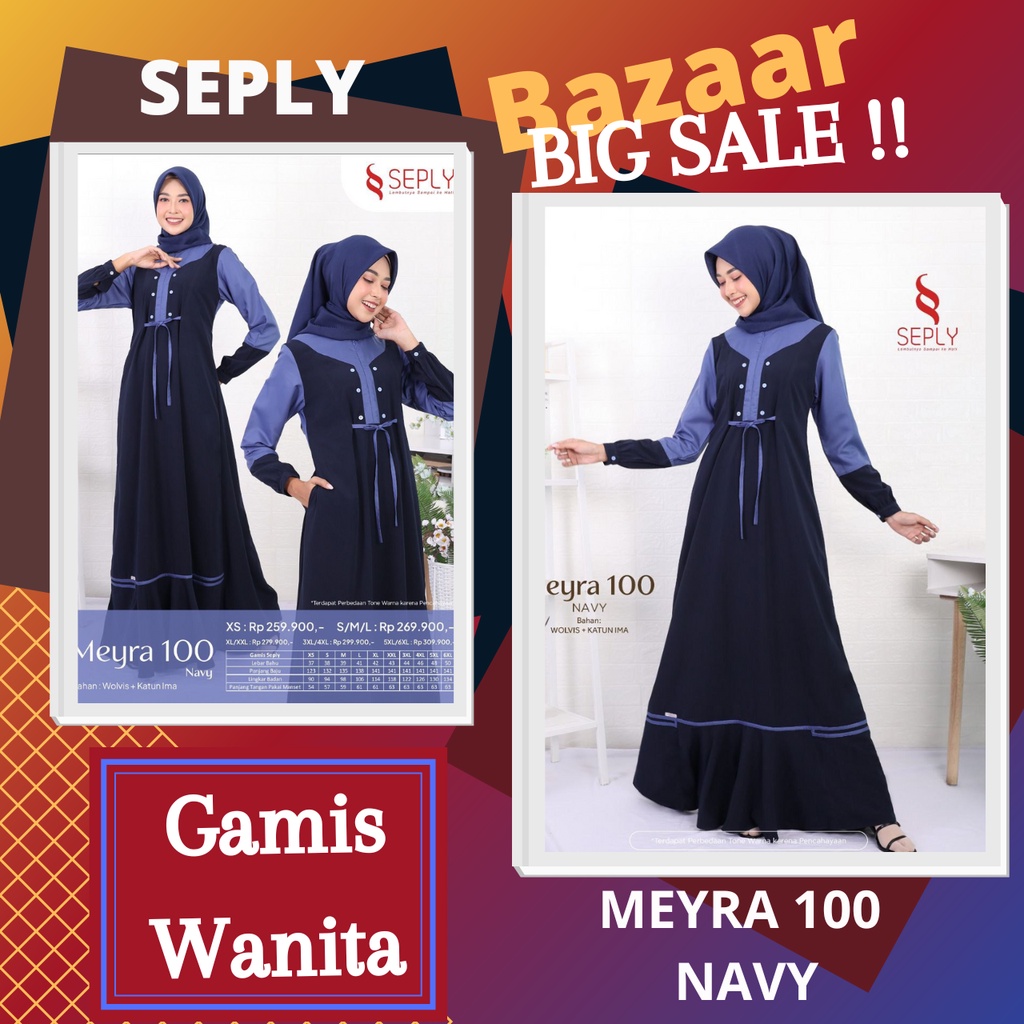 Jual PUSAT GROSIR GAMIS BIG SALE / SEPLY GaMIS WANITA MEYRA 100 NAVY ...