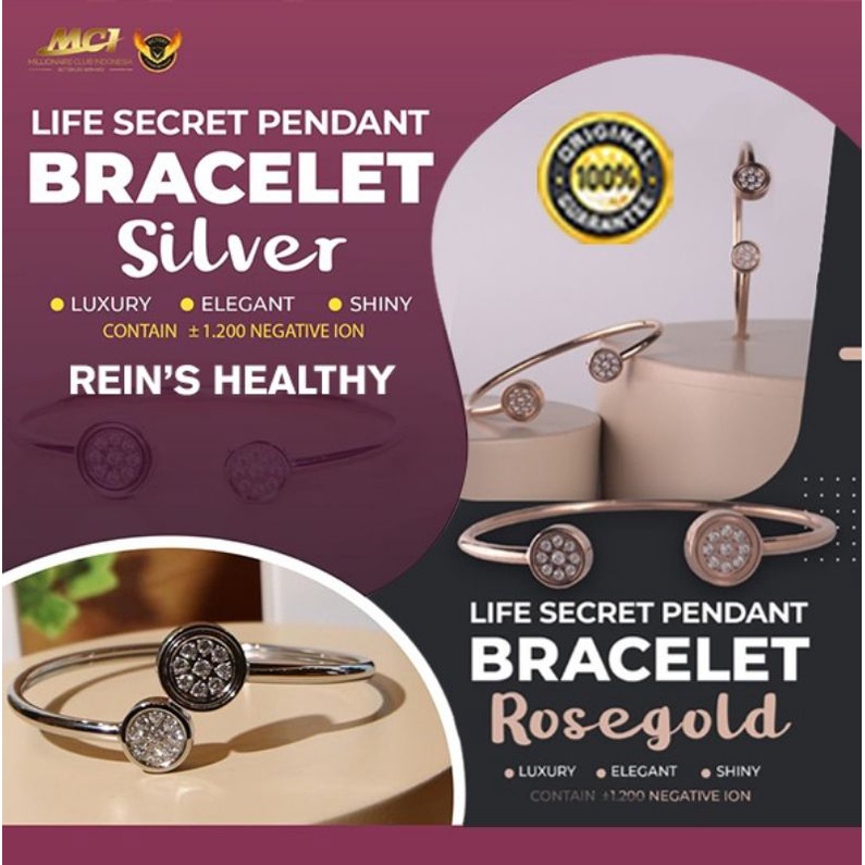 Jual GELANG KESEHATAN LIFE SECRET BRACELET ROSE GOLD/SILVER ORIGINAL ...
