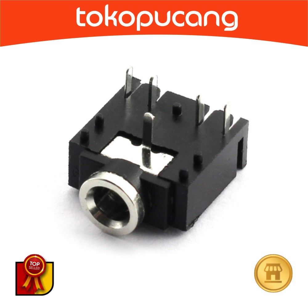 Jual PJ-307 3.5mm Stereo Jack Black Socket Audio Metal Head Connector ...