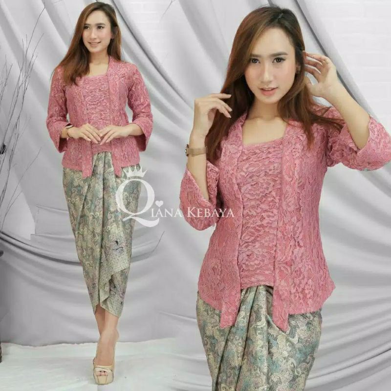 Jual setelan kebaya kutubaru kebaya lengan pendek busui set kebaya kutu baru Rok lilit kebaya ...