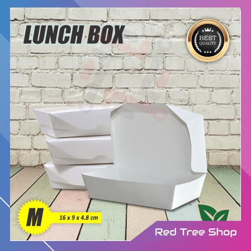 Jual Lunch Box | Kemasan Kotak Makan Kertas | Putih Ukuran M Medium ...
