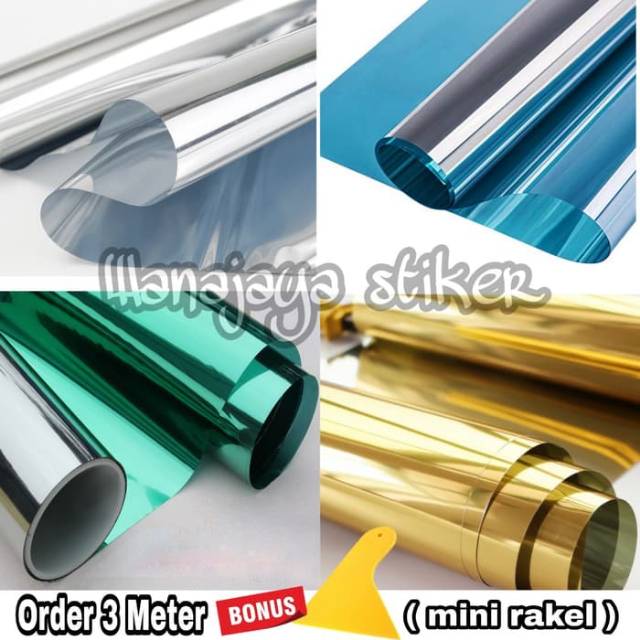 Jual KACA FILM ONEWAY / STICKER KACA FILM ONE WAY / BIRU / HIJAU / EMAS ...
