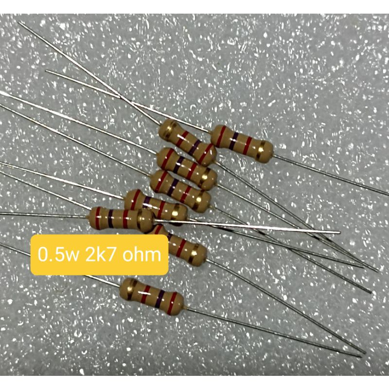 Jual 10BUAH RESISTOR 0.5 WATT 2K7 OHM 1/2 WATT SETENGAH WATT 2K7OHM | Shopee Indonesia