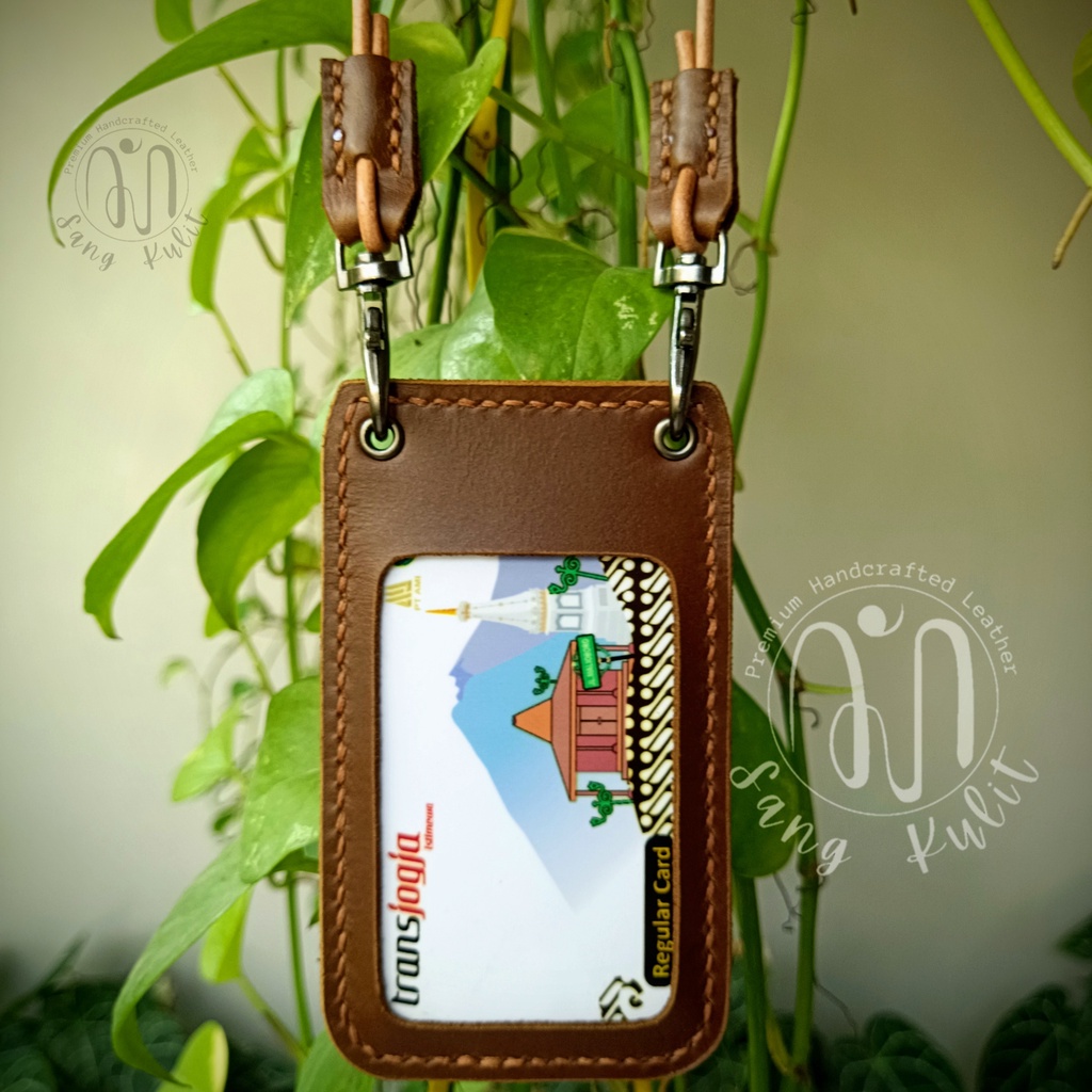 Jual Lanyard ID Card Kulit Asli | 1 MUKA | TANPA COVER MIKA | Tali ANTI ...