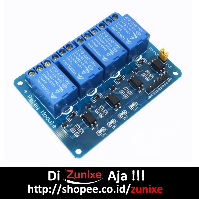Jual Modul Relay 4 Channel 5V DC Optocoupler - Kontrol Beban AC/DC 10A ...
