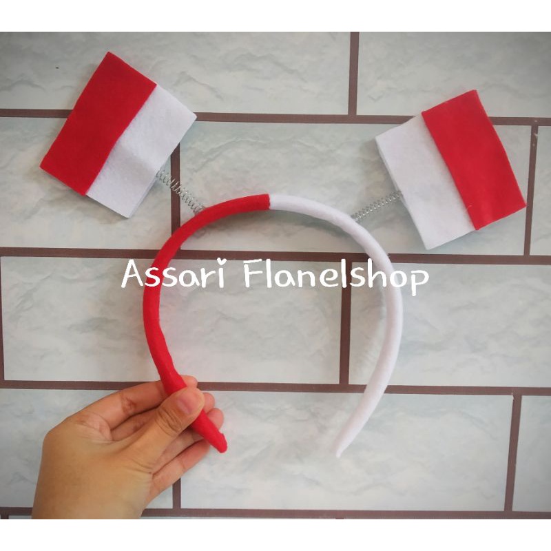 Jual Bando flanel dengan per dan bendera merah putih | Shopee Indonesia